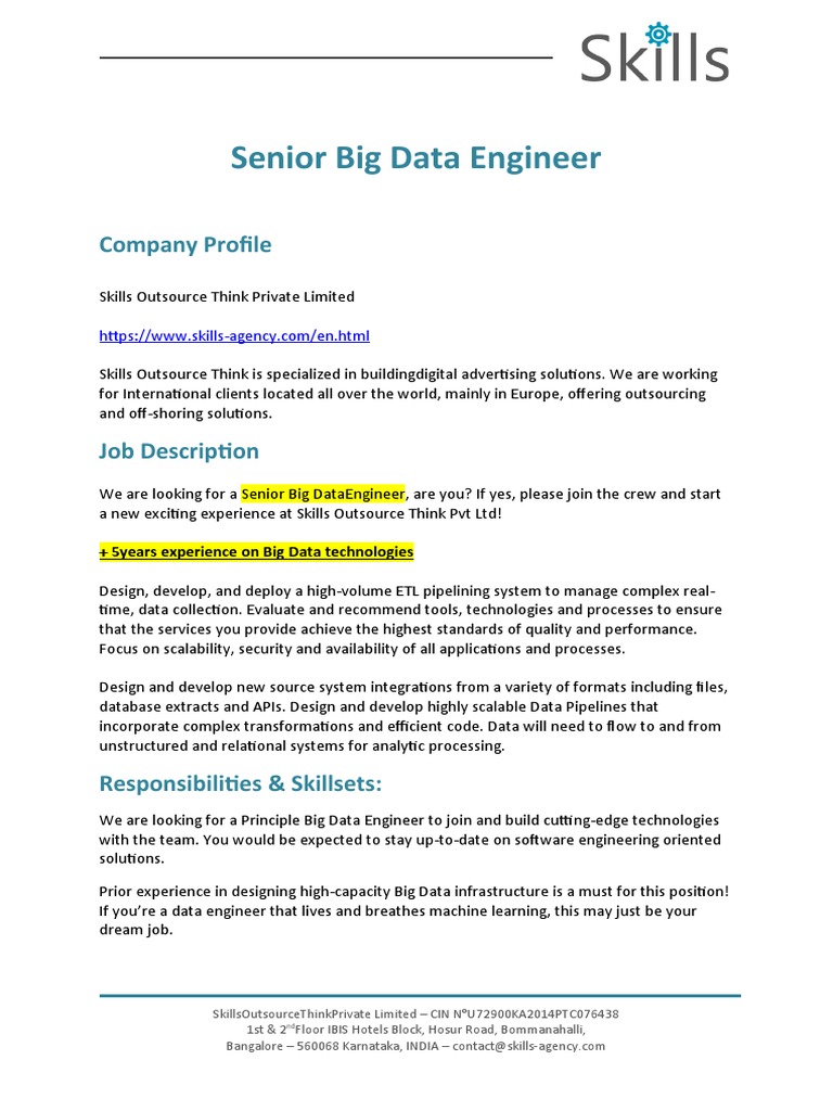 Big Data Engineer JD | PDF | Big Data | Apache Hadoop