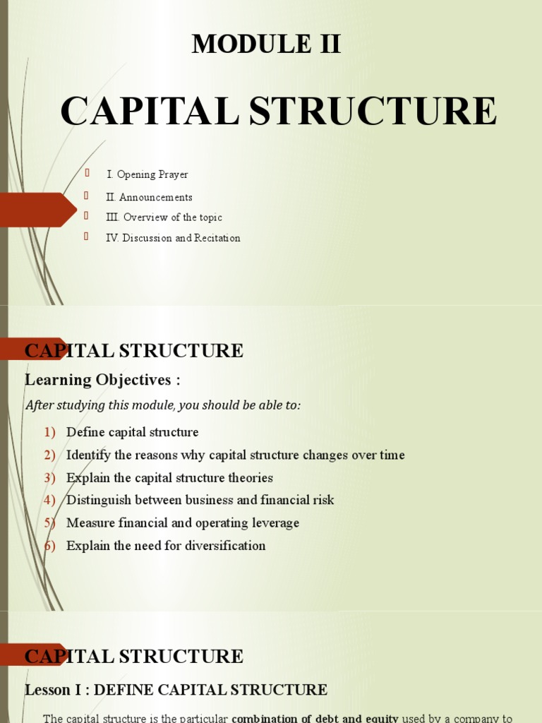 Chapter 2 - Capital Structure - Student's Copy Final | PDF | Capital ...