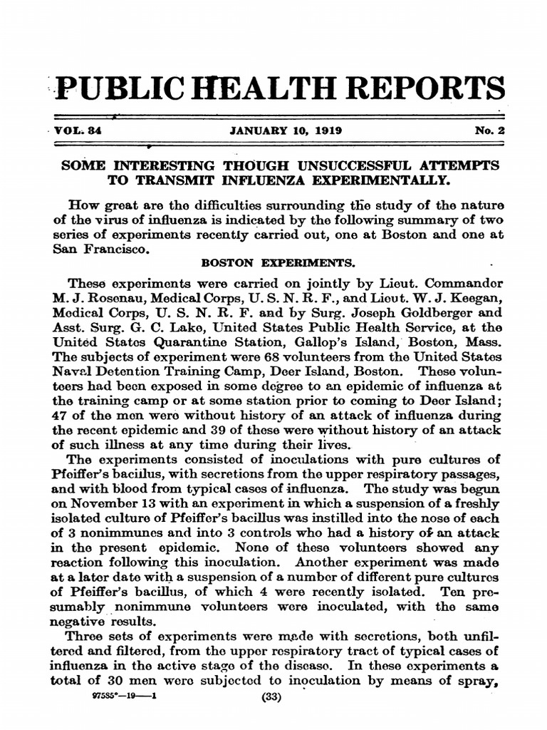 Public Health Reports 1919 | Download Free PDF | Influenza | Medicine
