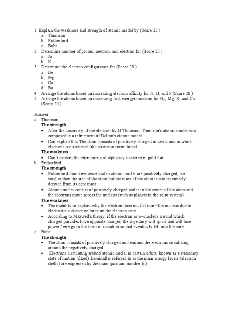 Raisin Bread Theory in Atomic Models | PDF | Atoms | Atomic Nucleus