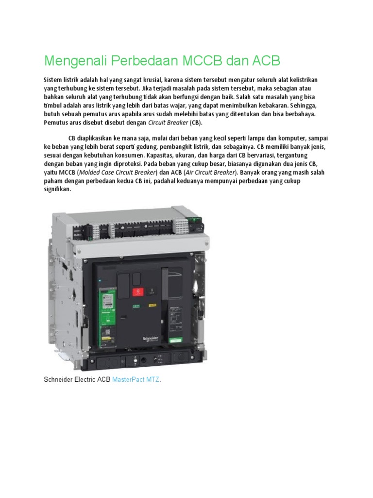 Mengenali Perbedaan MCCB Dan ACB | PDF