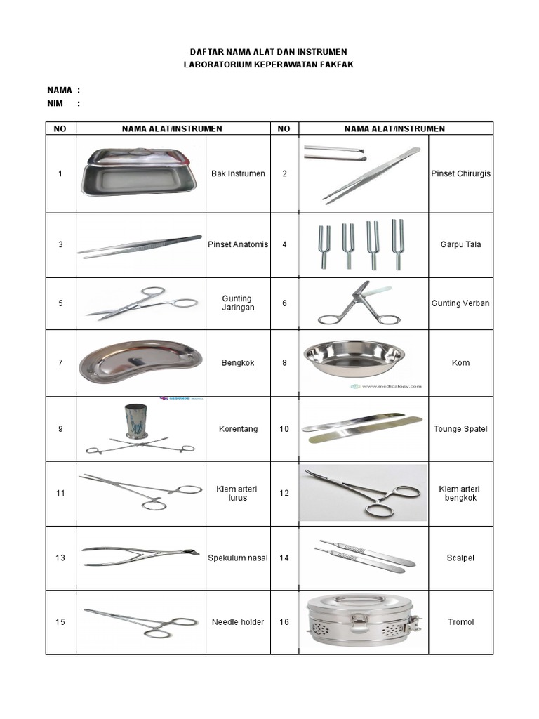 Daftar Nama Alat Dan Instrumen | PDF