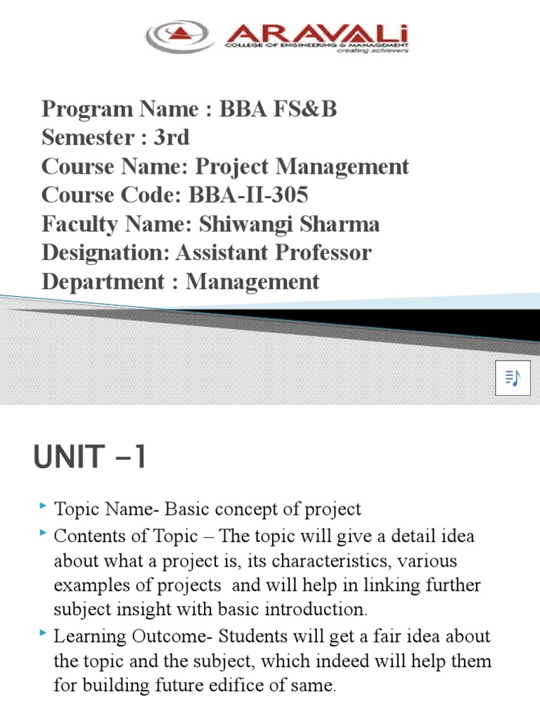 PM Unit 1 Lecture 1 | PDF | Project Management | Business
