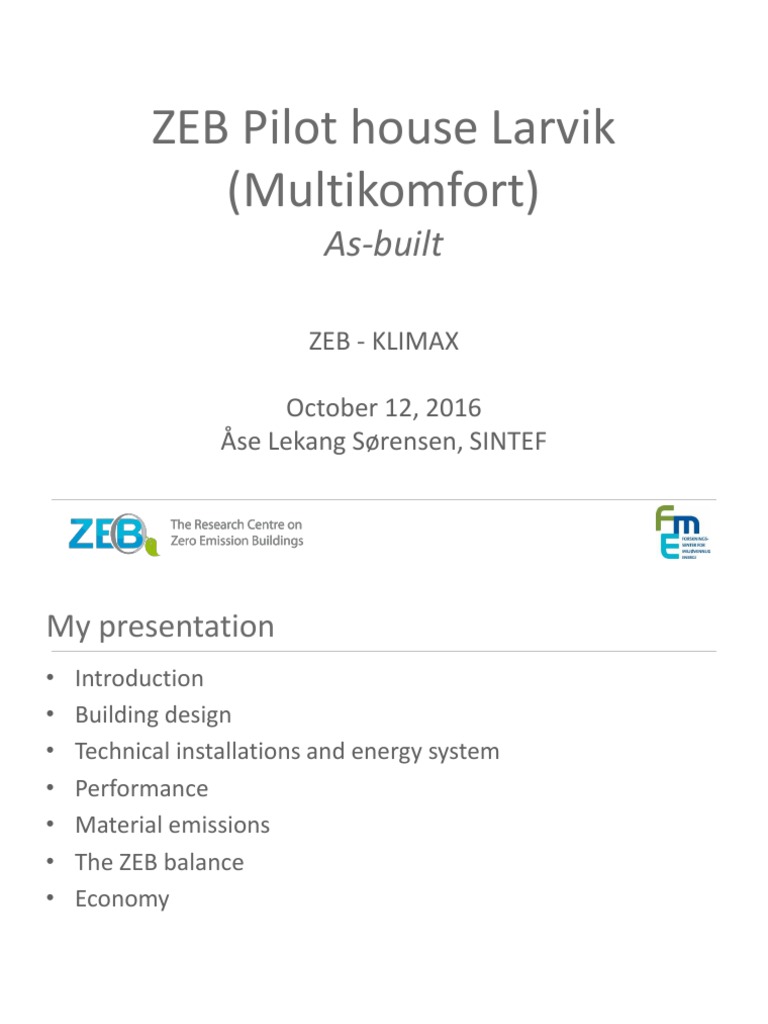 ZEB Pilot House Larvik Overview | PDF | Solar Power | Solar Energy