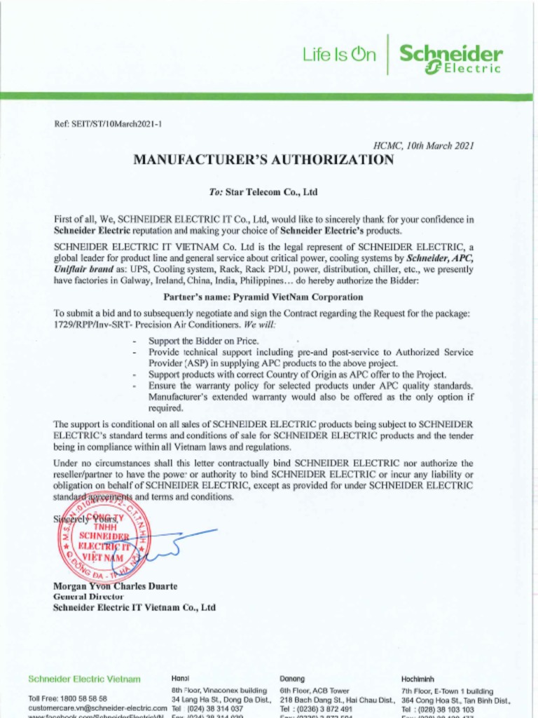 APC-Autorization Letter-Star Telecom Co., Ltd-Pyramid | PDF