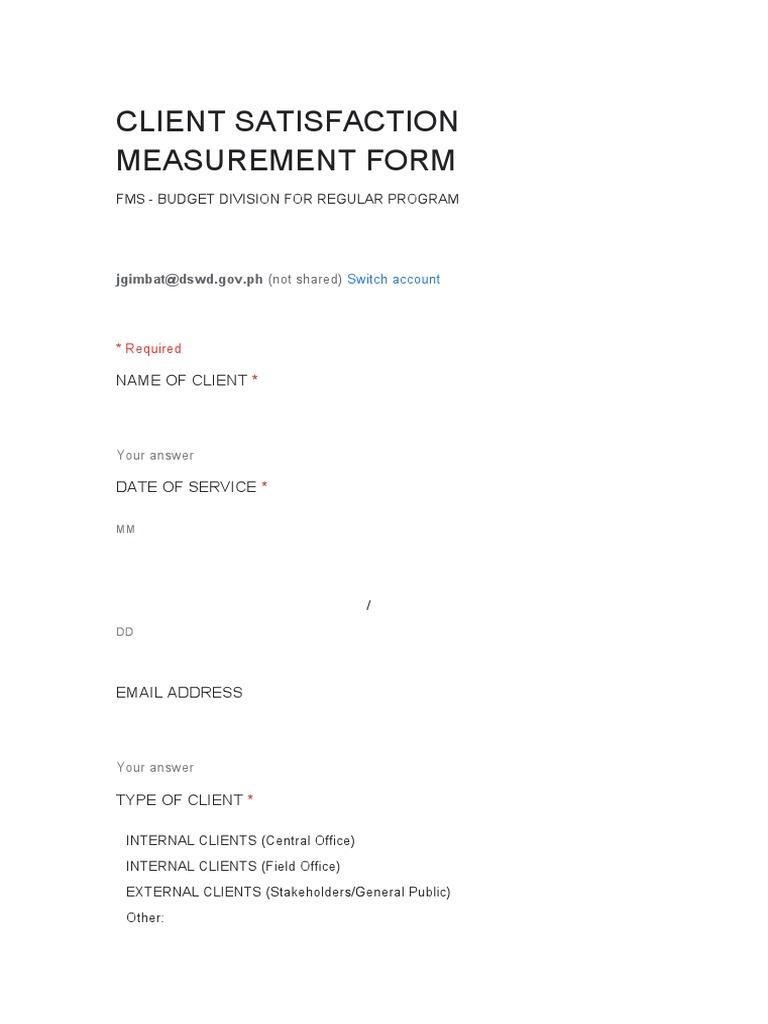 Client Satisfaction Measurement Form | PDF