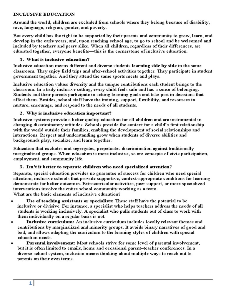 Inclusive Education | PDF | Inclusion (Education)