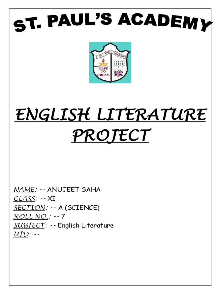 ENGLISH-II PROJECT (ISC English Project Class 12) | PDF