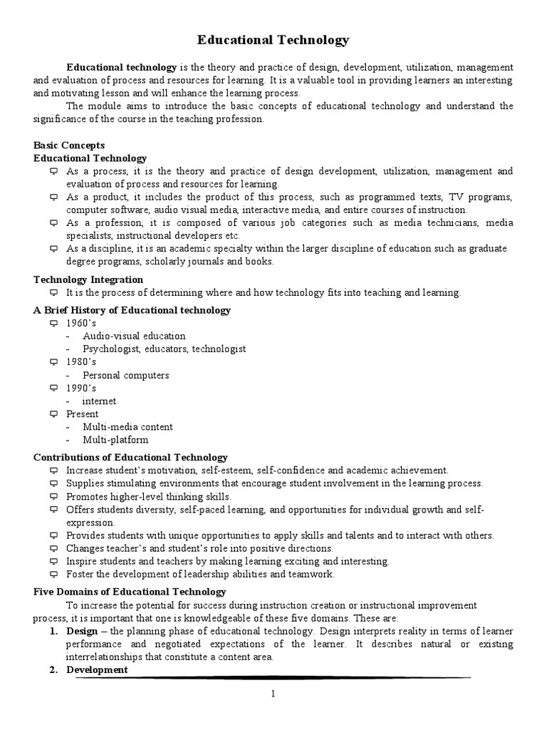 Educational Technology Pdf Educational Technology Learning