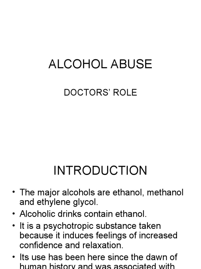Alcohol Abuse: Doctors' Role | PDF | Substance Abuse | Alcoholism