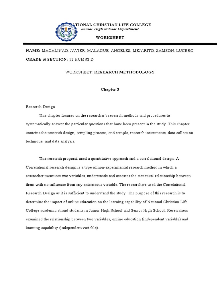 Worksheet - Research Methodology | PDF | Educational Technology ...