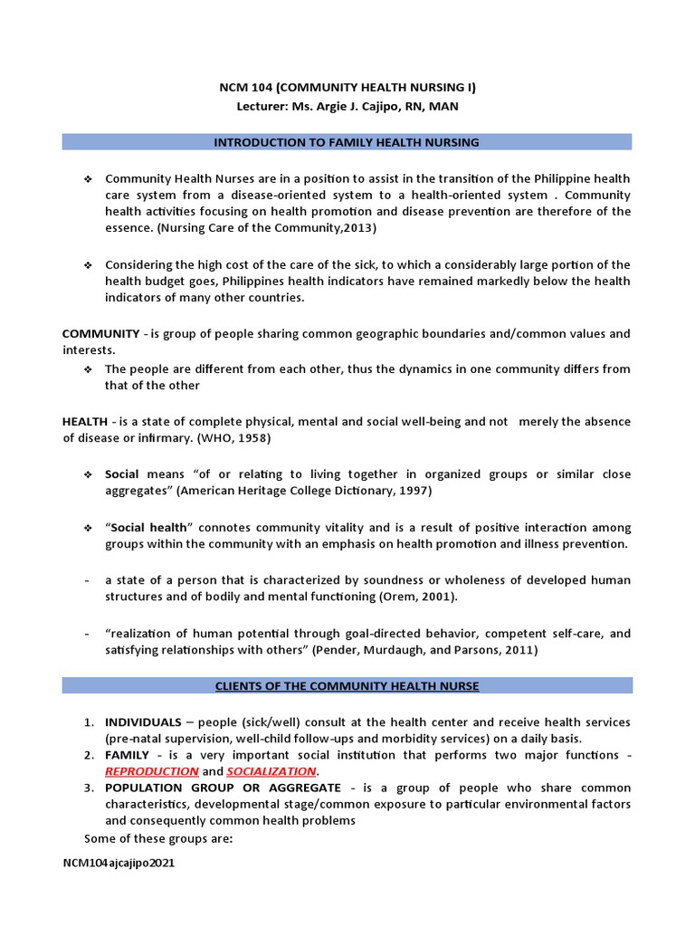CHN Notes | PDF | Family | Marriage