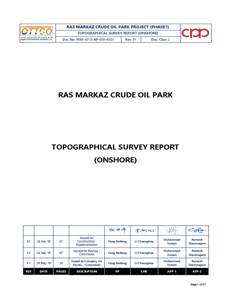 Ras Markaz Crude Oil Park Survey Report | PDF | Surveying | Geodesy