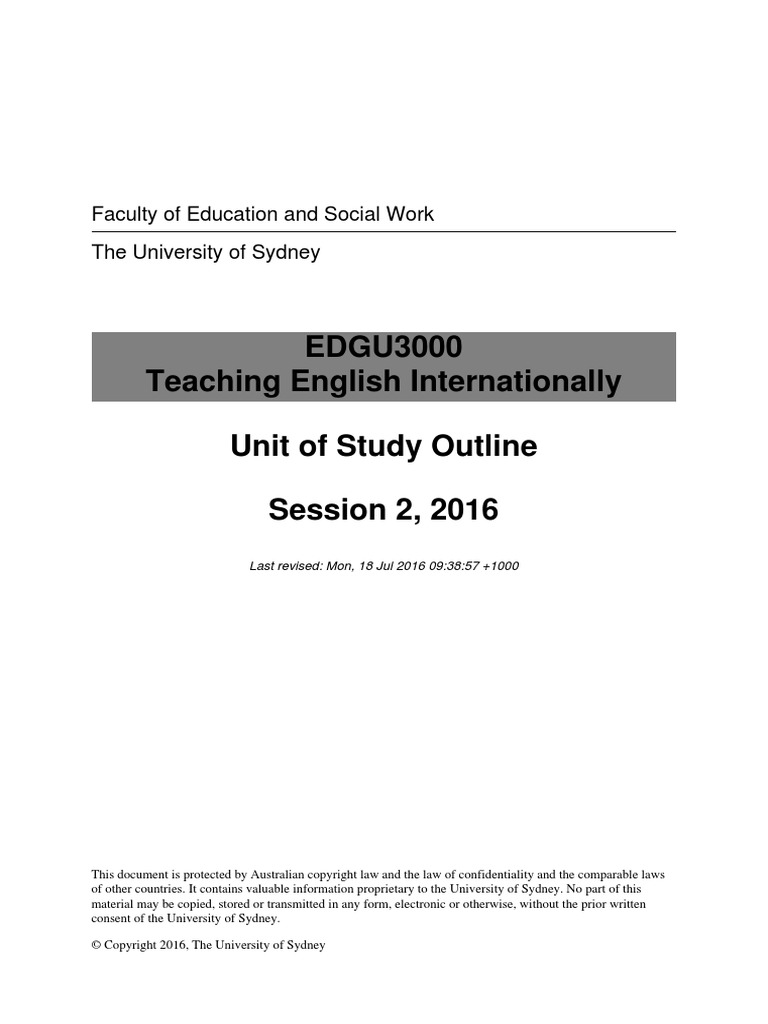Education Course Outline | PDF | English As A Second Or Foreign ...