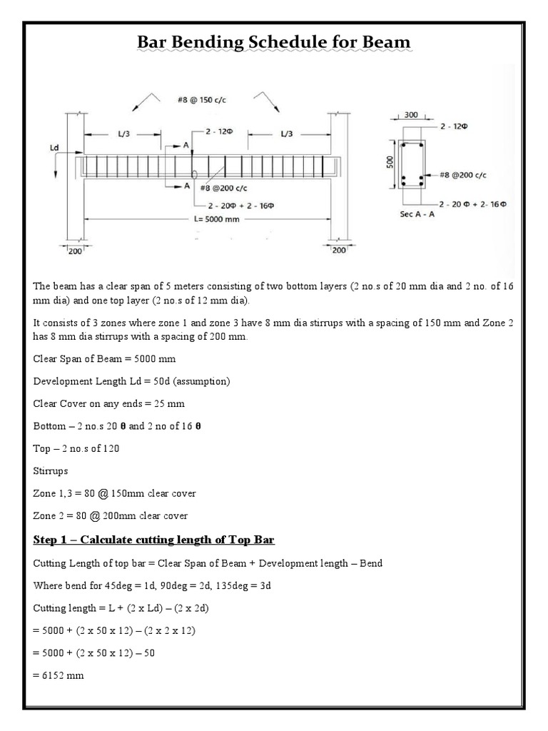 Bar Bending Schedule For Beam | PDF | Beam (Structure) | Bending