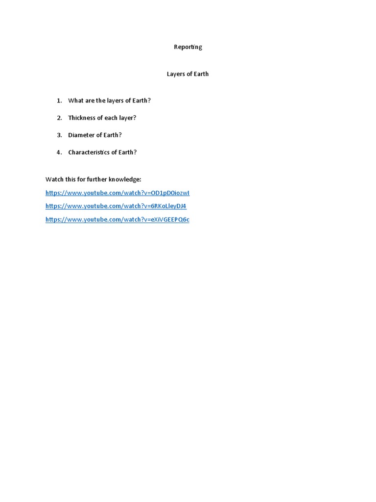 Reporting Layers of Earth | PDF