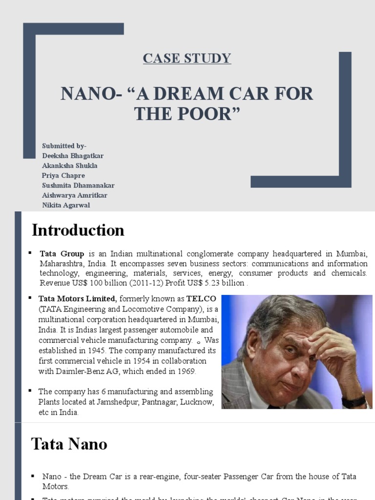 Tata Nano Case Study | PDF | Automotive Industry | Vehicles