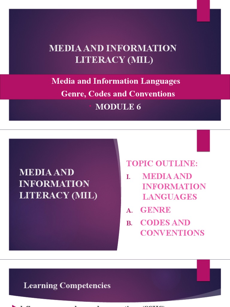 MODULE 6. Media and Information Languages Genre Codes and Conventions ...