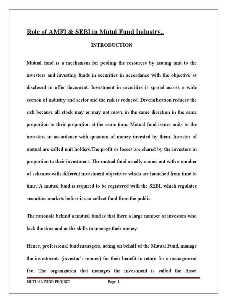 Revised Mutul Fund Project | PDF | Investing | Mutual Funds