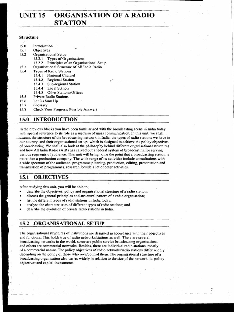 Topic 4 - Organisational Structure of AIR Radio Stations | PDF | Radio ...