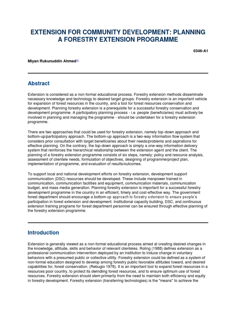PLANNING FORESTRY EXTENSION | PDF | Top Down And Bottom Up Design ...
