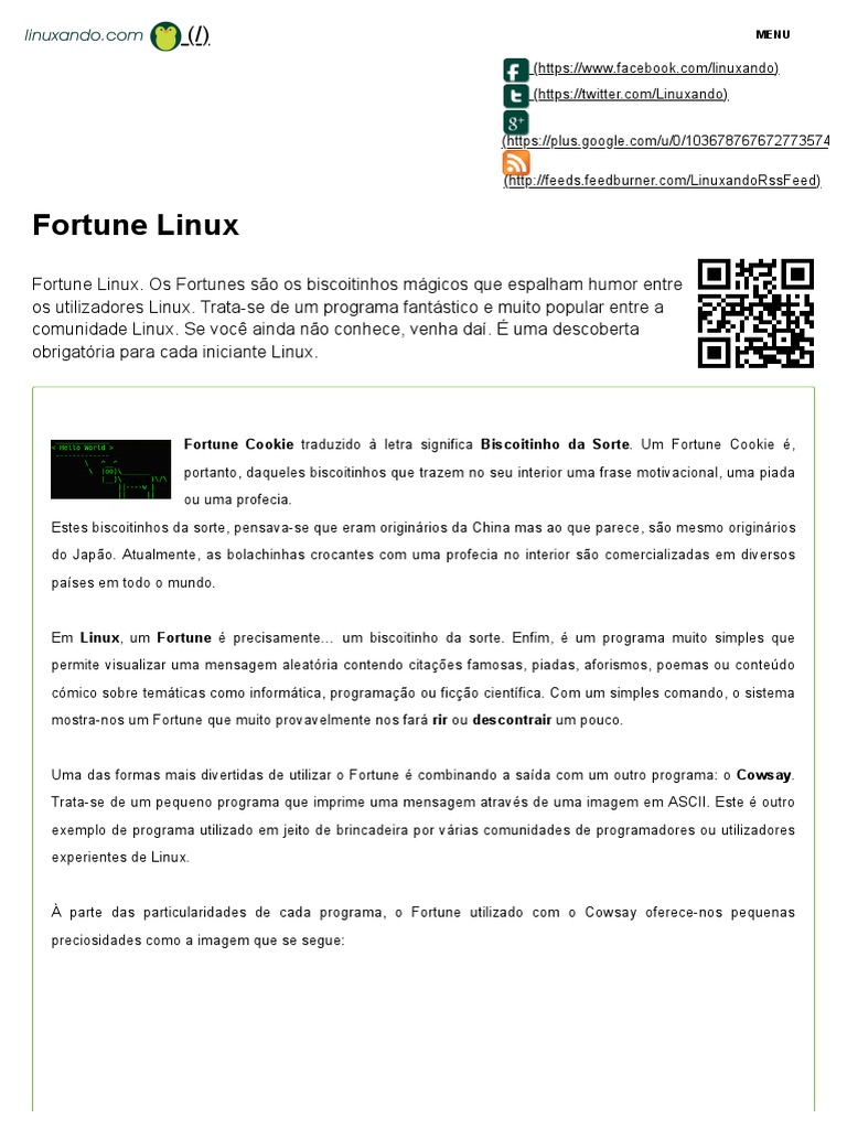 Fortune Linux Pdf Fedora Sistema Operacional Software De Sistema 