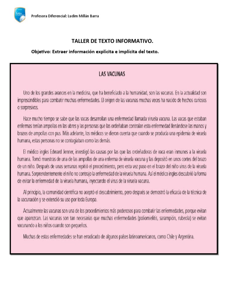 Taller de Texto Informativo | PDF | Ciencia y matemáticas