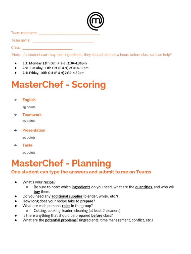 Masterchef - Scoring: English | PDF | Self-Improvement