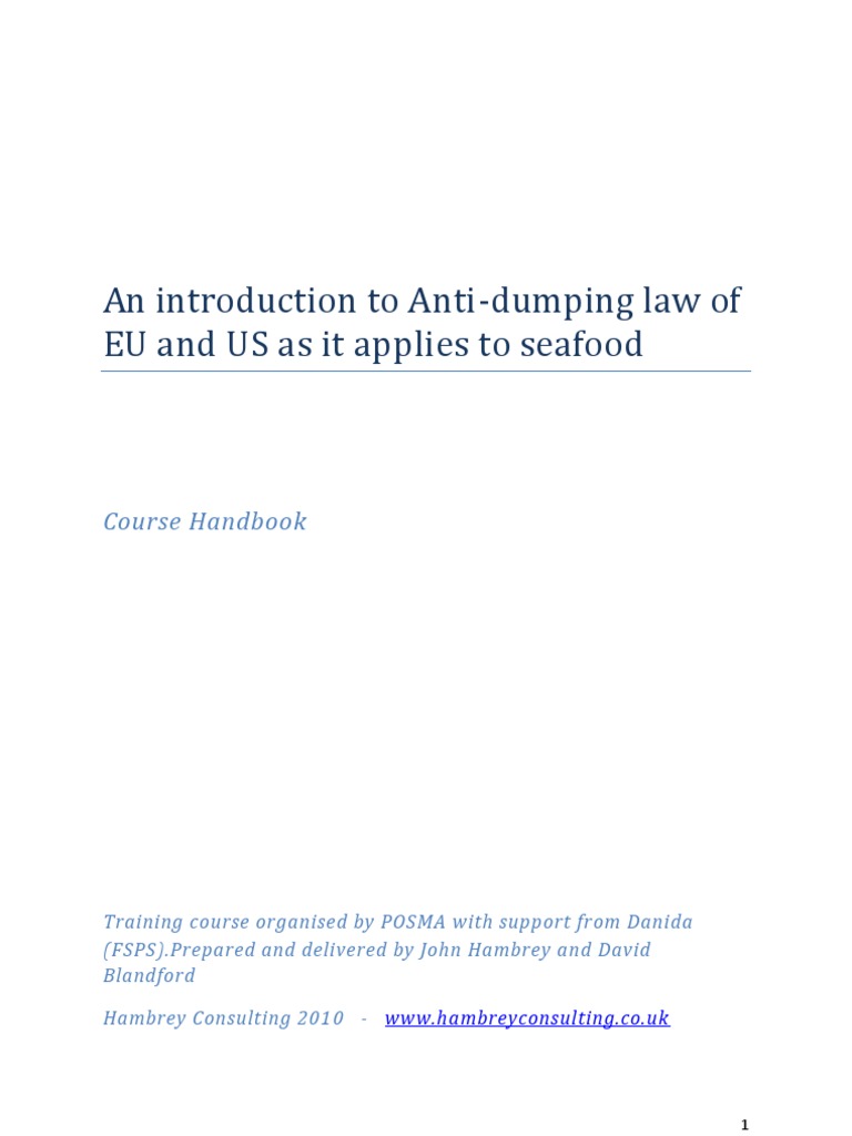 EU and US Anti-Dumping Laws in Seafood | PDF | Dumping (Pricing Policy) | Tariff