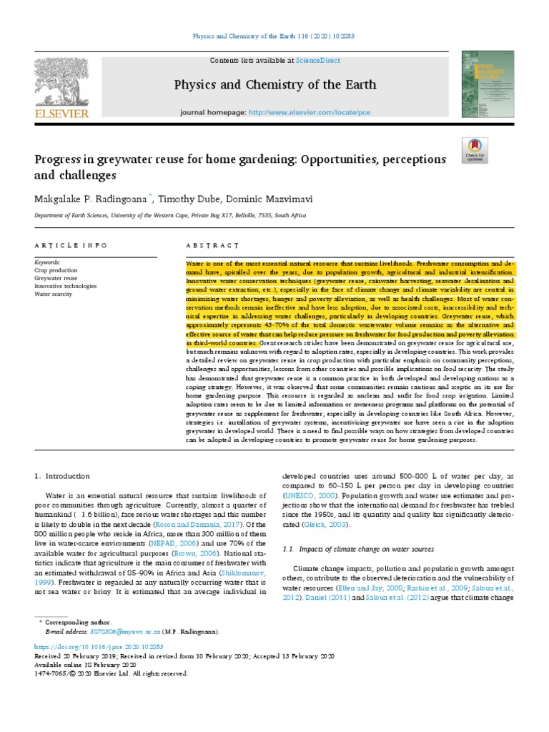 Physics and Chemistry of The Earth: Makgalake P. Radingoana, Timothy ...