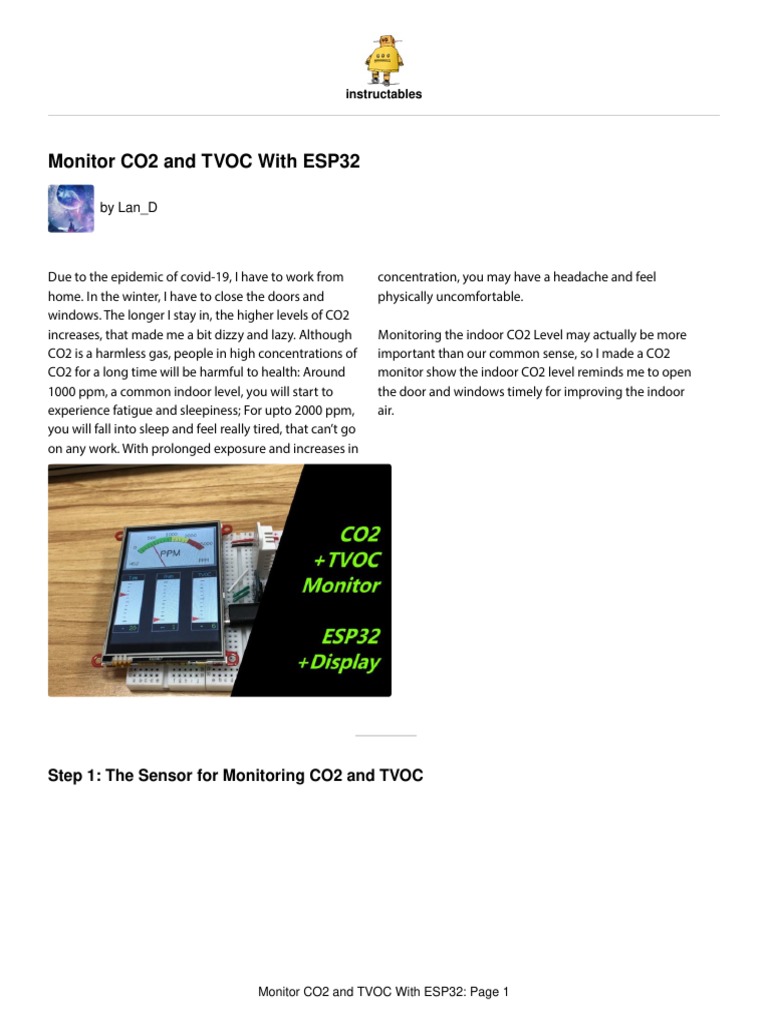 Monitor CO2 and TVOC With ESP32 | PDF | Carbon Dioxide | Arduino