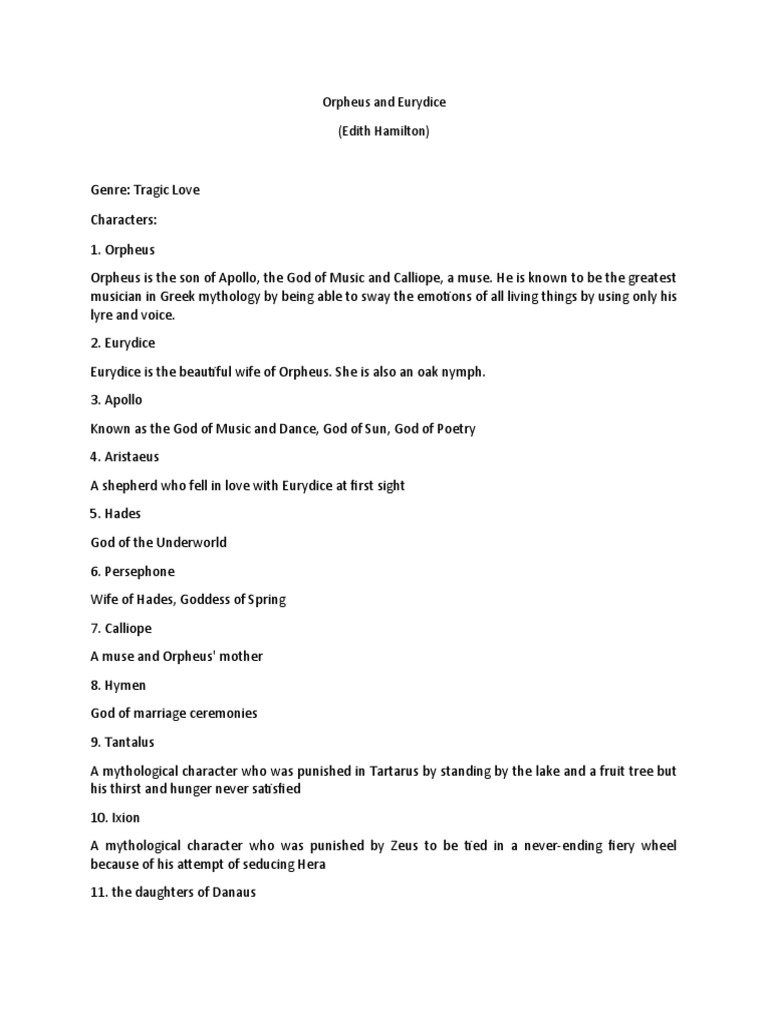 Orpheus and Eurydice (TEXTUAL ANALYSIS) | PDF | Orpheus | Hades