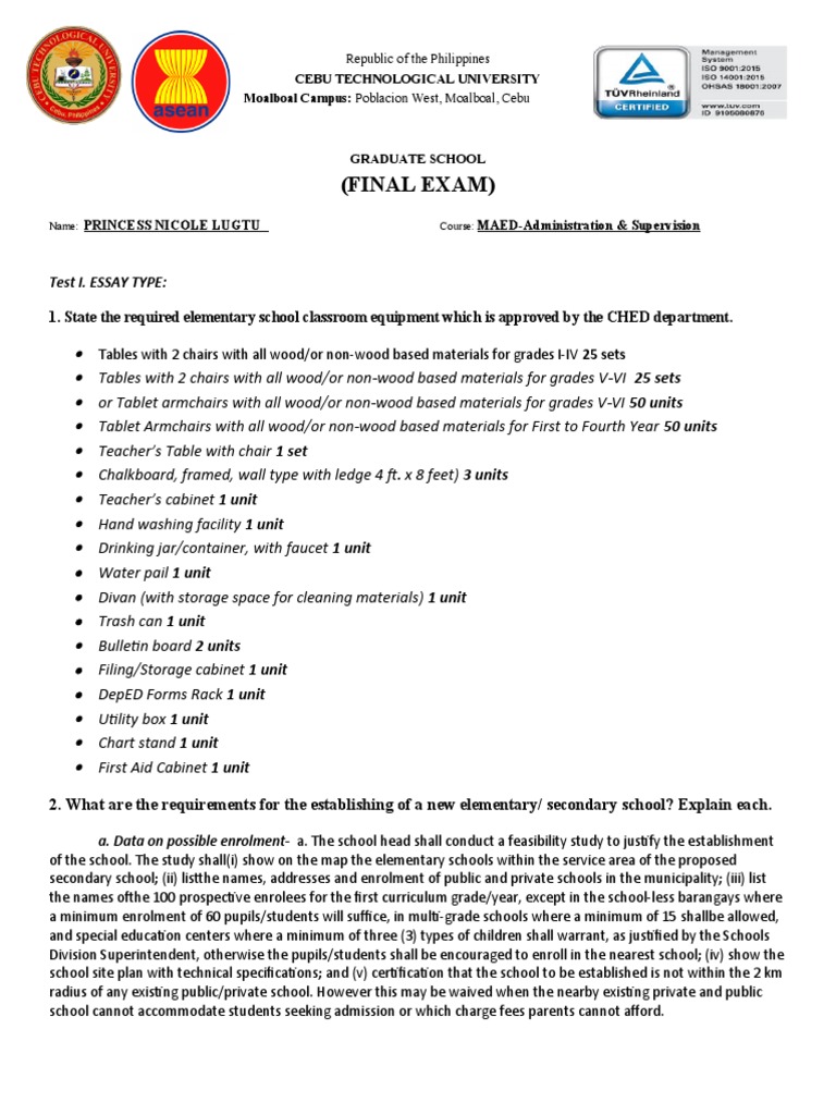 Final - School-Plant Exam | PDF | 3 D Computer Graphics | Classroom