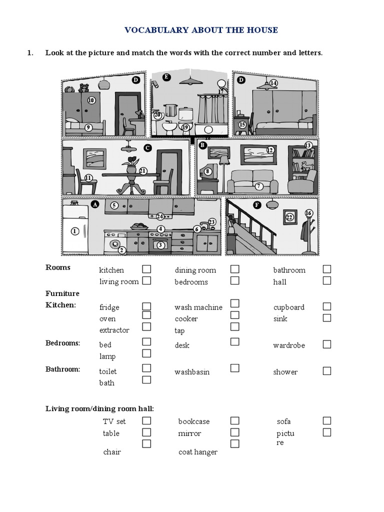 House and Furniture Vocabulary Worksheet | PDF | Room | Bedroom