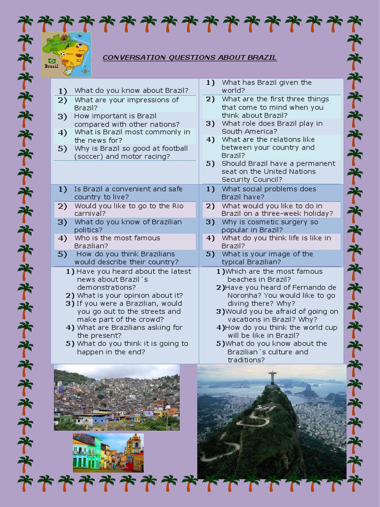 Conversation Questions About Brazil Conversation Topics Dialogs Fun ...