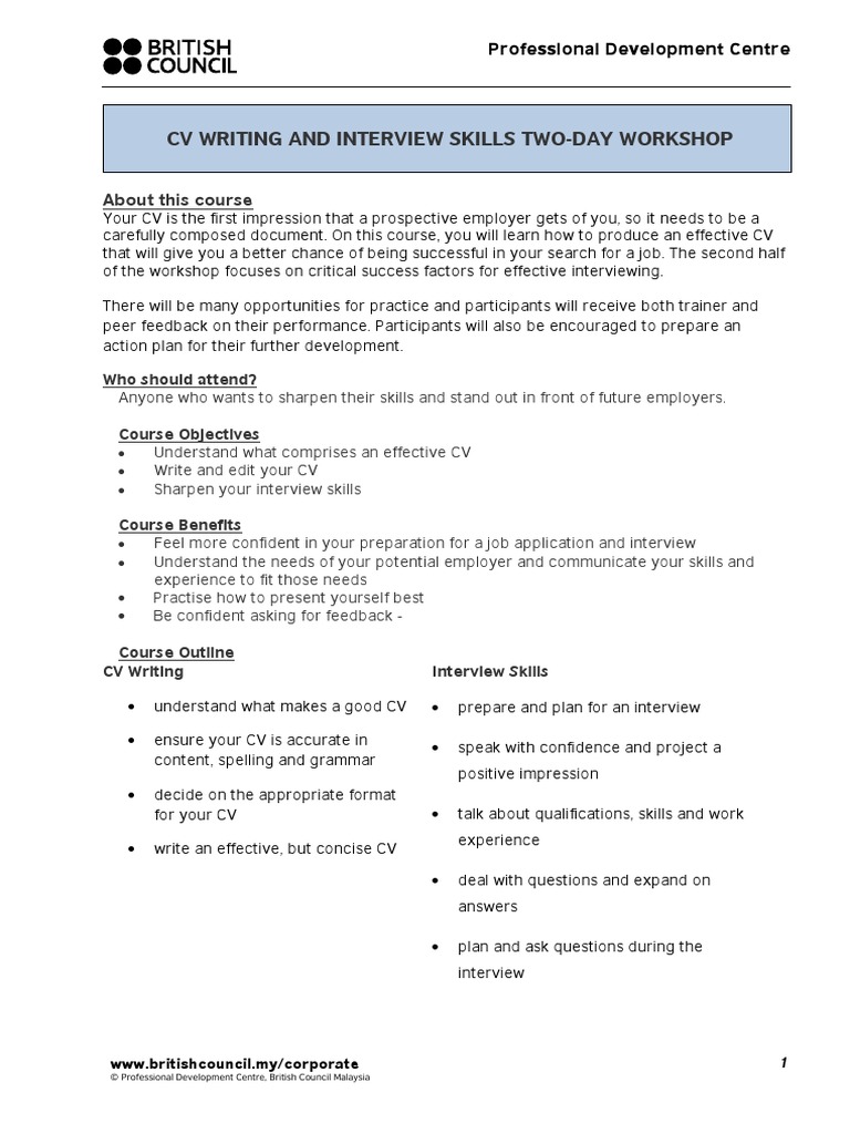 CV Writing and Interview Skills | PDF | Interview | Human Communication