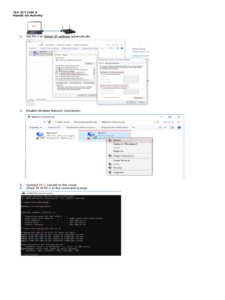STEPS - TLE 9 Hands On Activity Wired & Wireless | PDF