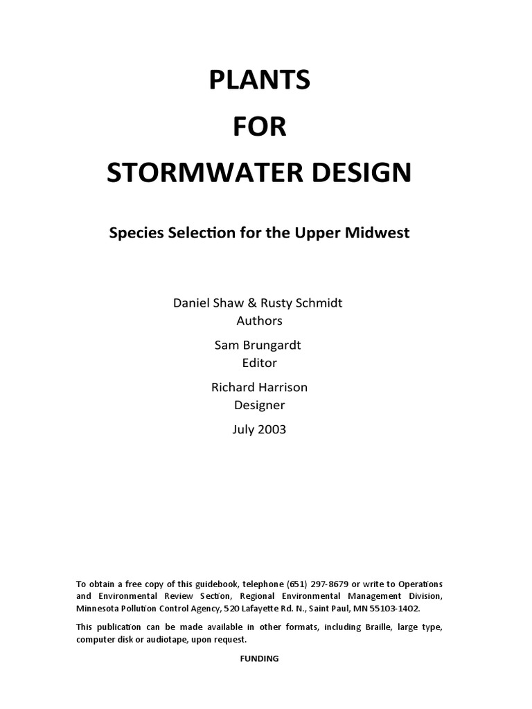 Plants For Stormwater Design Manual - Section 1 | PDF | Wetland ...
