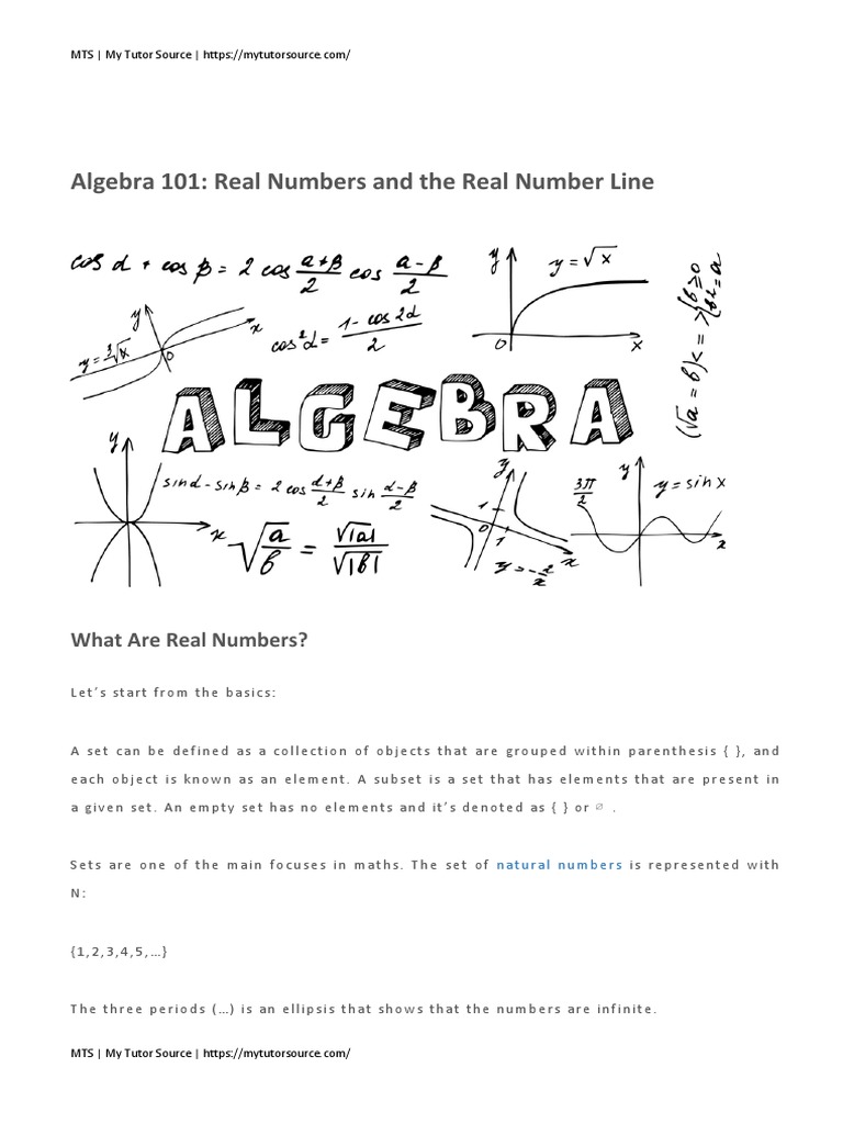 Algebra 101: Real Numbers and The Real Number Line | PDF | Mathematics ...