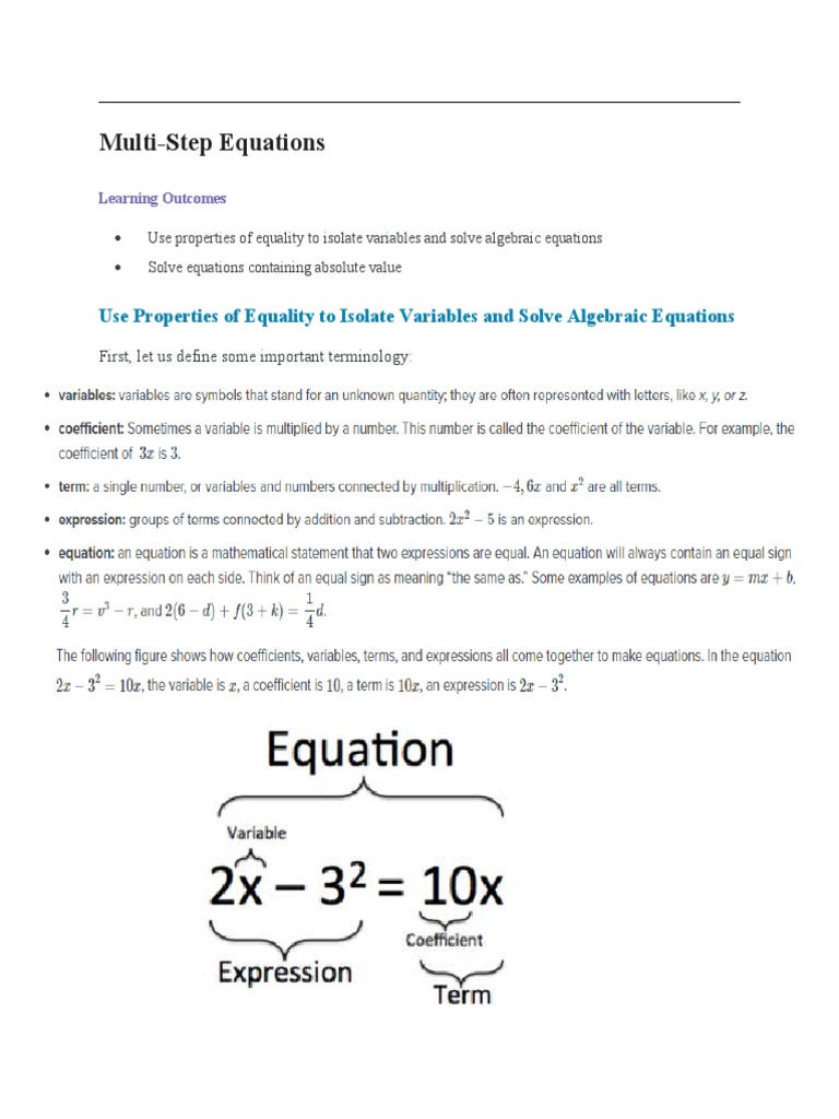 Multi-Step Equations - Intermediate Algebra | PDF | Equations | Numbers