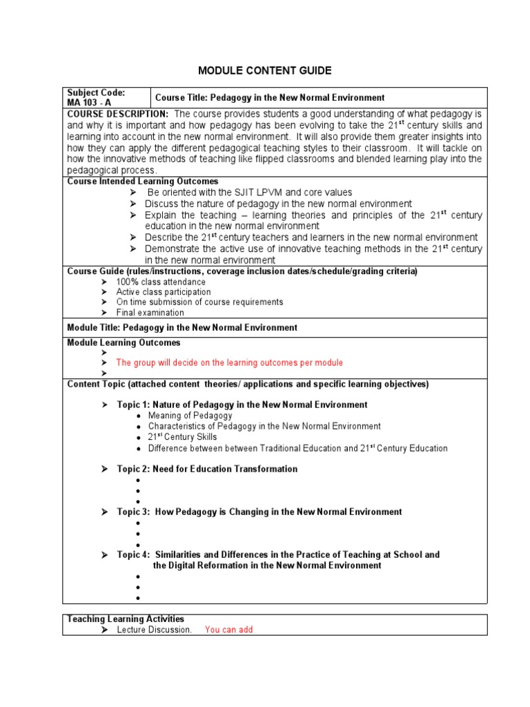 0 - Ma 103-A Module Content Guide | PDF | Pedagogy | Learning