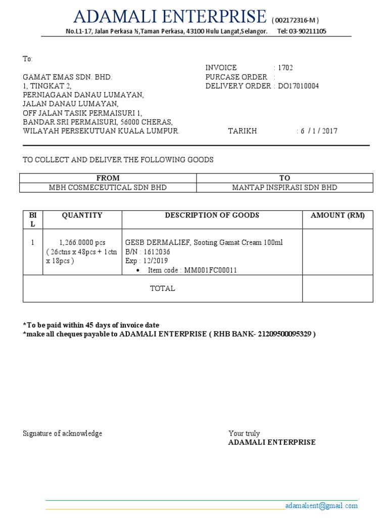INVOICE Gamat Emas 2 | PDF