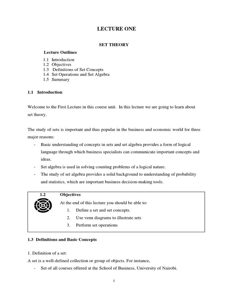 Introduction to Set Theory Concepts | PDF | Quadratic Equation ...