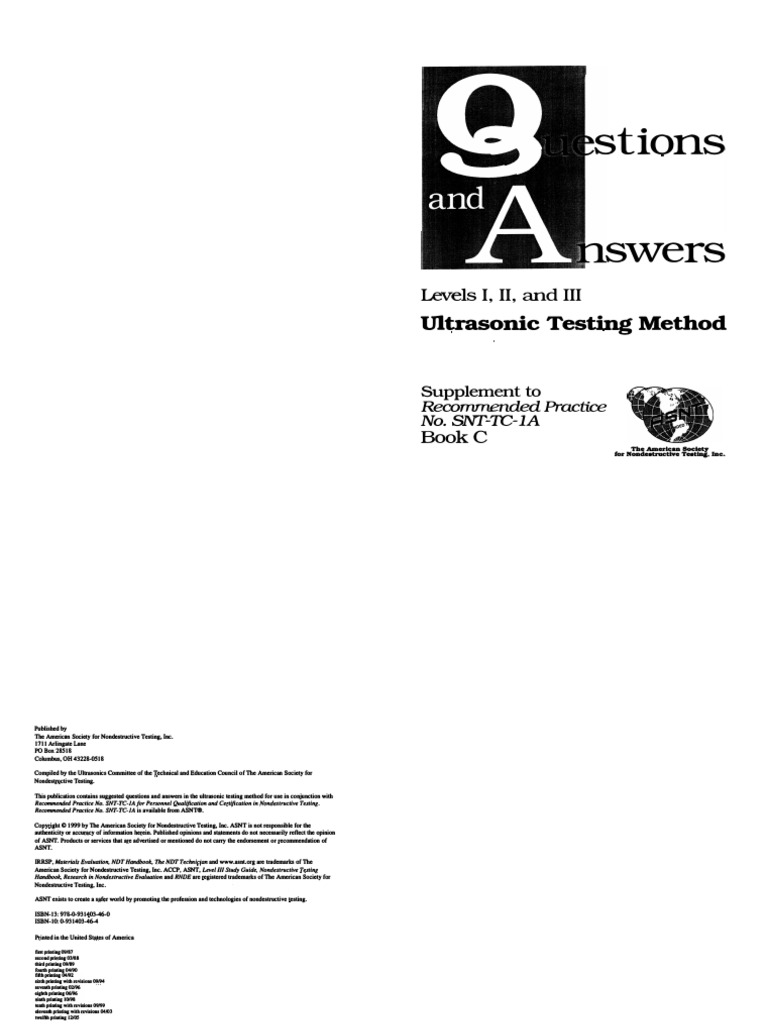 ASNT Questions and Answers Levels | PDF | Ultrasound | Waves