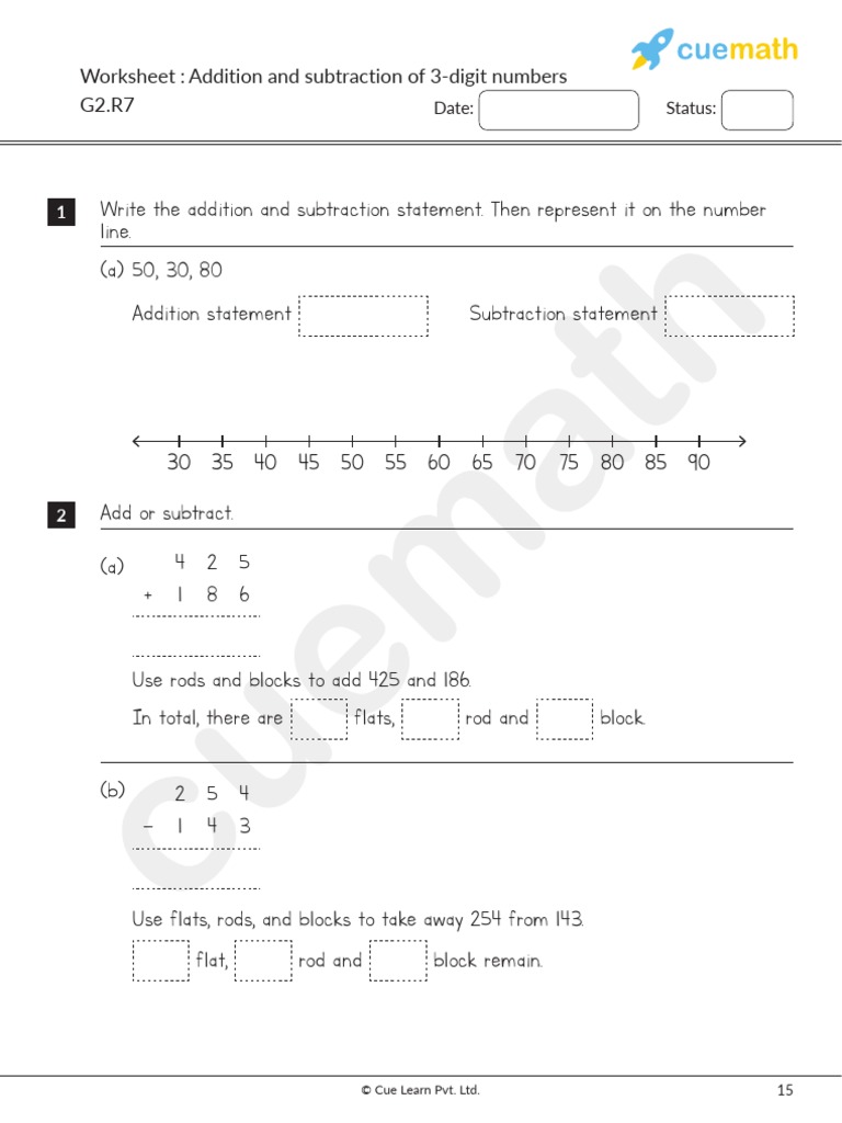 Worksheet: G2.R7 Addition and Subtraction of 3-Digit Numbers | PDF