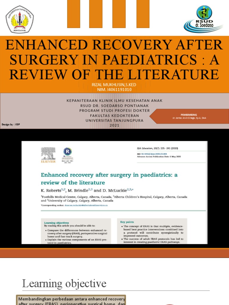 Enhanced Recovery After Surgery in Paediatrics | PDF