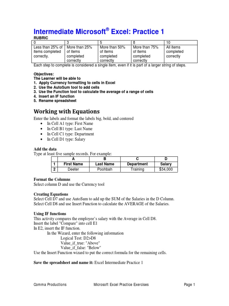 Word and Excel Training | PDF | Microsoft Excel | Spreadsheet
