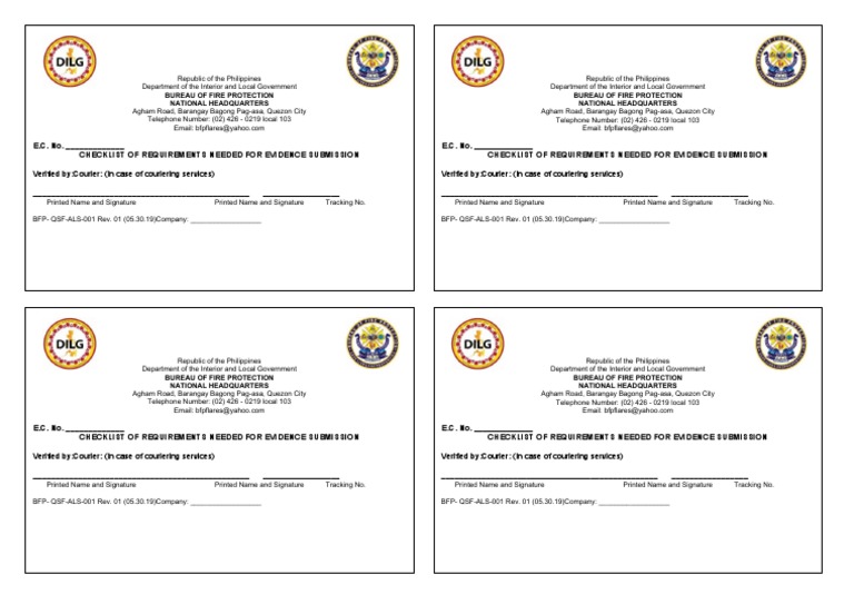 Checklist of Requirements Needed For Evidence Submission Checklist of ...