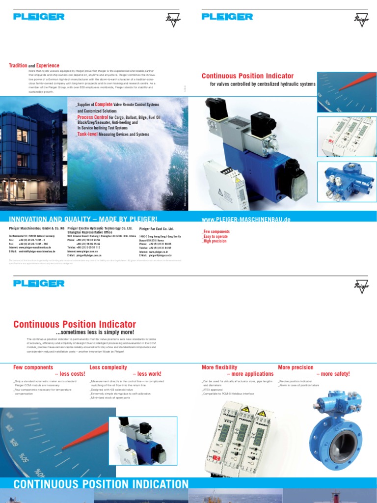 Continuous Position Indicator: Innovation and Quality - Made by Pleiger! | PDF