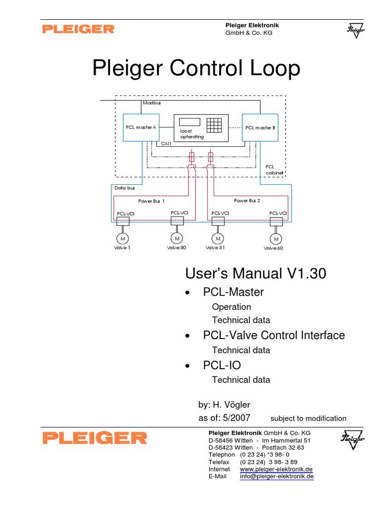 Pleiger Control Loop: User's Manual V1.30 | PDF | Fuse (Electrical ...